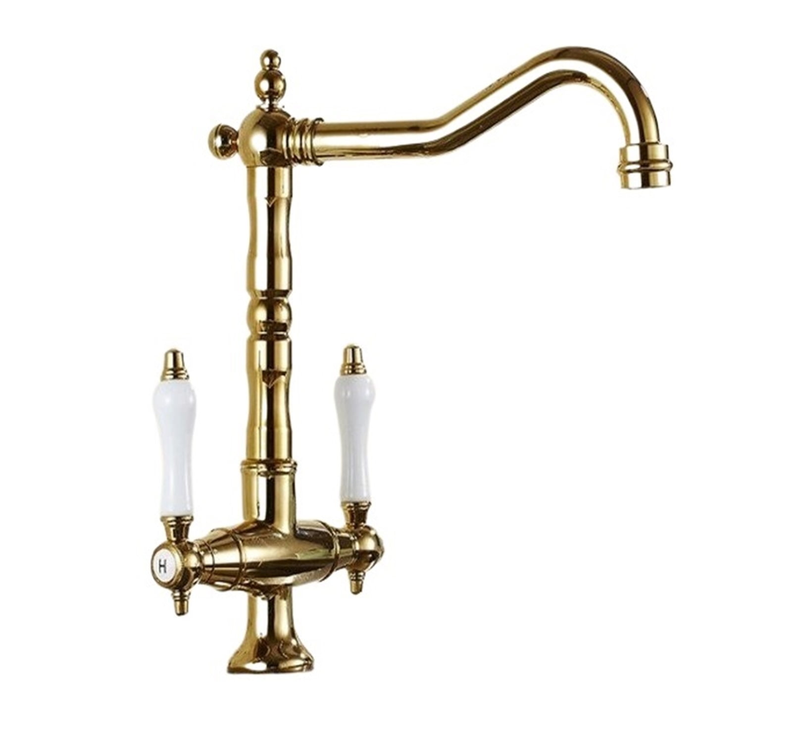 Faucet For Kitchen Dual Handle Antique Brass Retro Faucet, 360 Degree ...