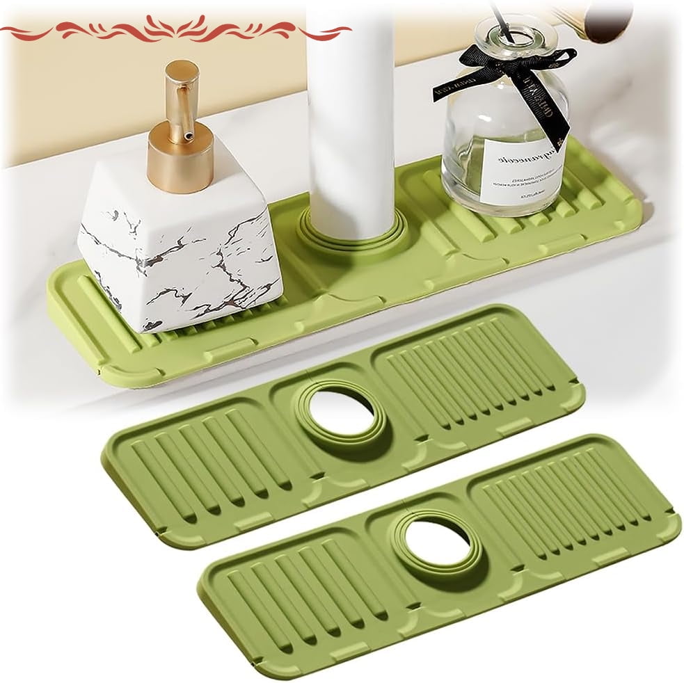 Faucet Guard Draining Mat, 2025 Upgraded Silicone Faucet Mat for ...