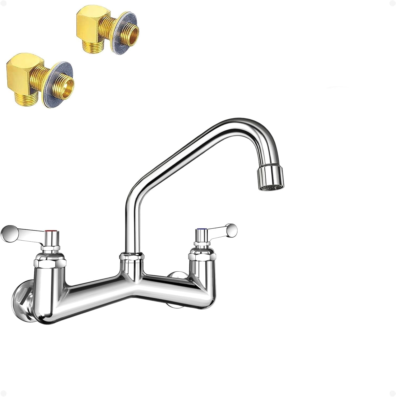 Faucet Heavy , Faucet 8 Inch Center with 8" Swing Spout 2 Handle Wall ...