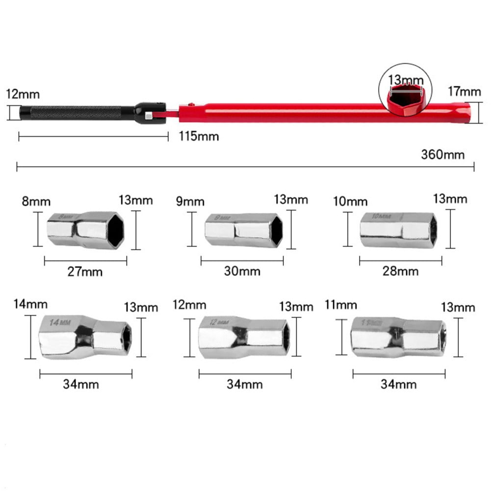 Faucet Installation Tool with 5pc 8-12mm Nut Kit Pipe Repair Wrench for ...