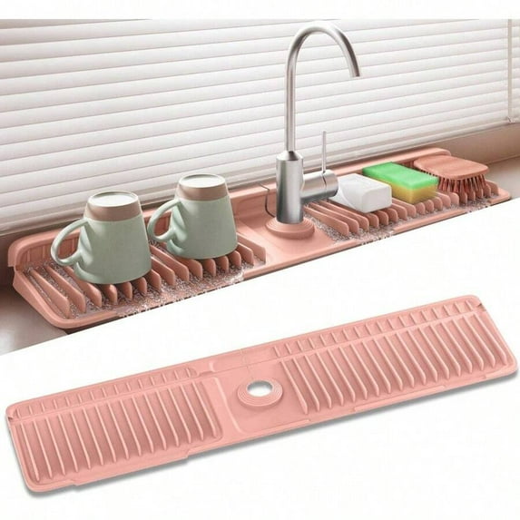 Faucet Kitchen Sink, 24 Inch Longer Silicone Sink Splash Guard, Slope ...