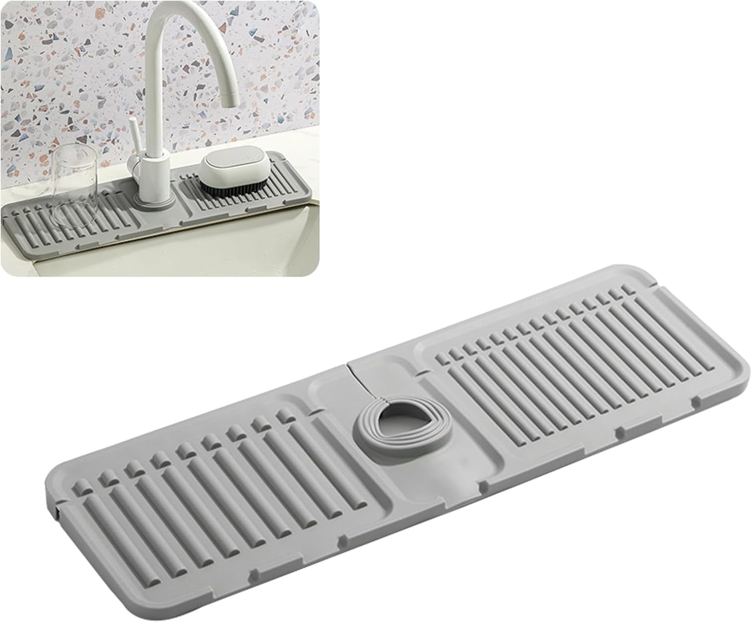 Faucet Mat for Kitchen Sink - 2024 Upgraded Premium Silicone Splash ...
