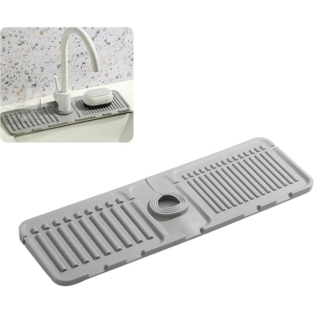 Faucet Mat for Kitchen Sink - 2024 Upgraded Premium Silicone Splash ...