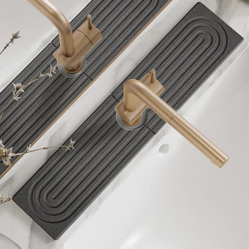 Faucet Mat for Kitchen Sink - 24'' Long Diatomite Fast Drying Stone ...