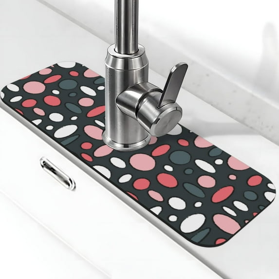 Faucet Mat for Kitchen Sink - Abstract Geometric grey Fast Drying ...
