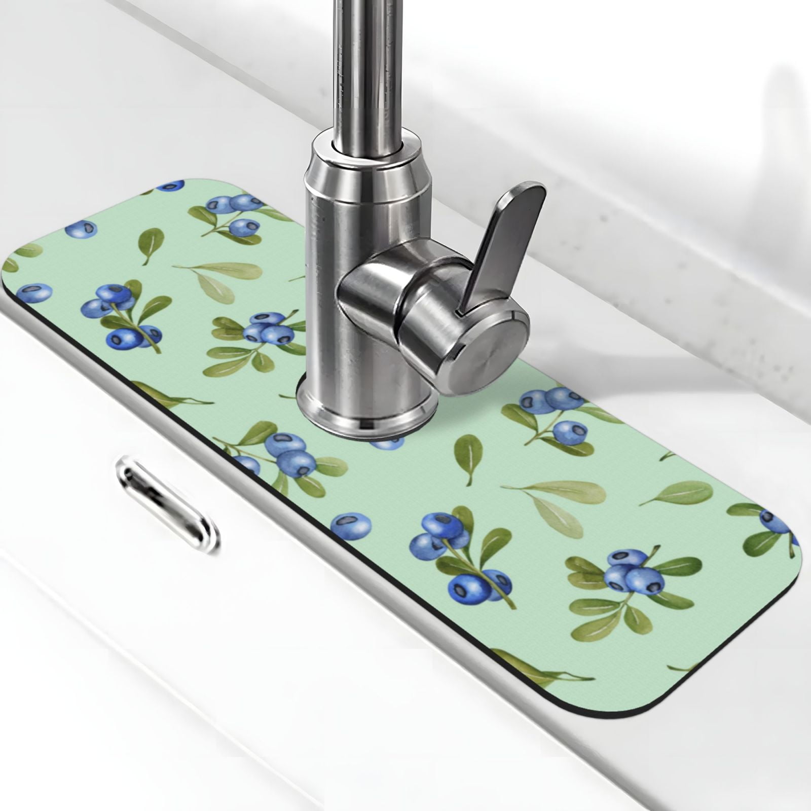 Faucet Mat for Kitchen Sink - Blueberry berry Print Fast Drying ...
