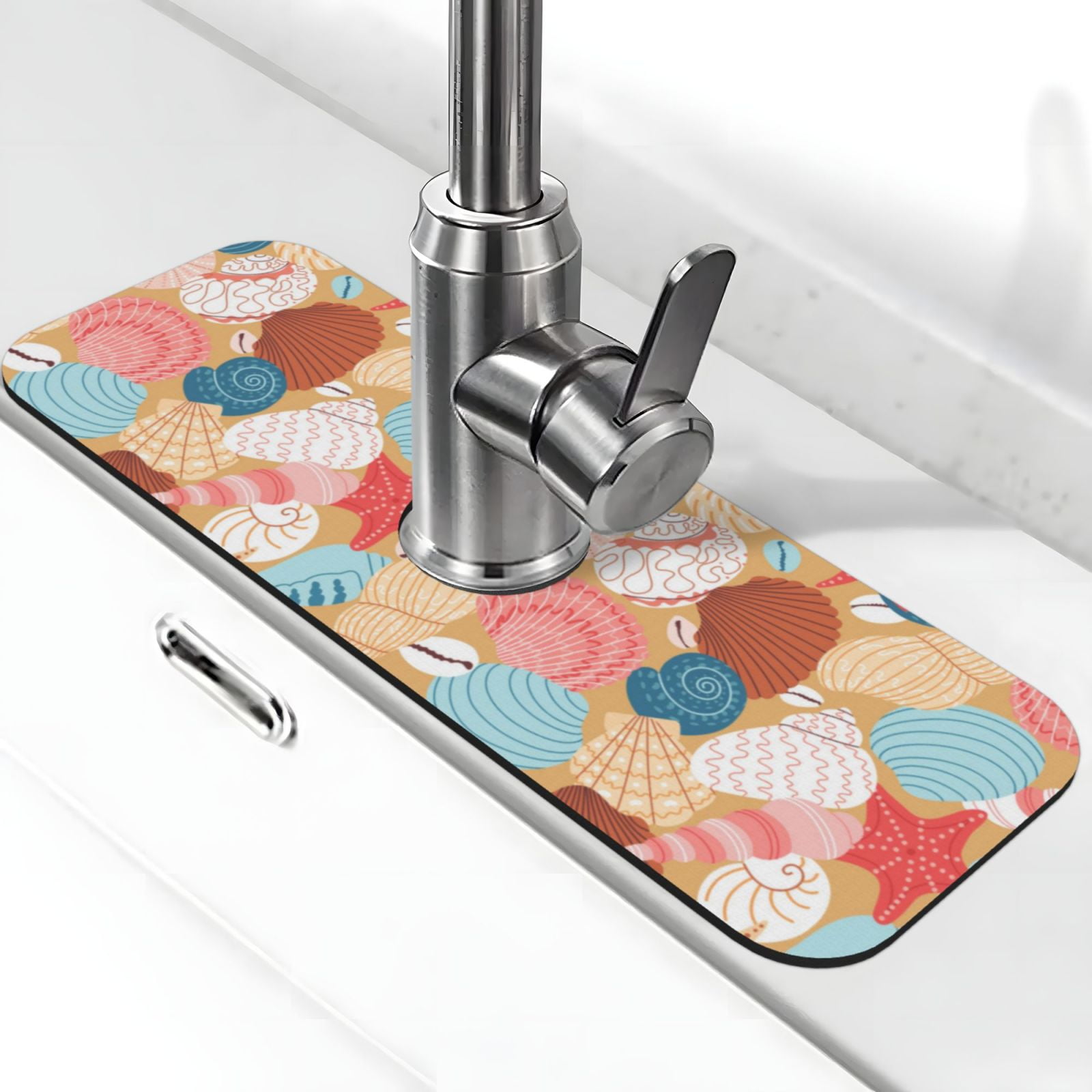 Faucet Mat for Kitchen Sink - Brightly Colored Conch Fast Drying ...