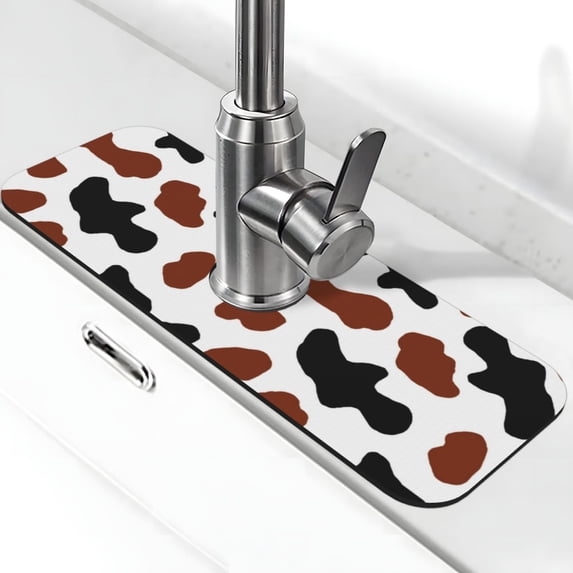 Faucet Mat for Kitchen Sink - Brown Black Cow Fast Drying Absorbent ...