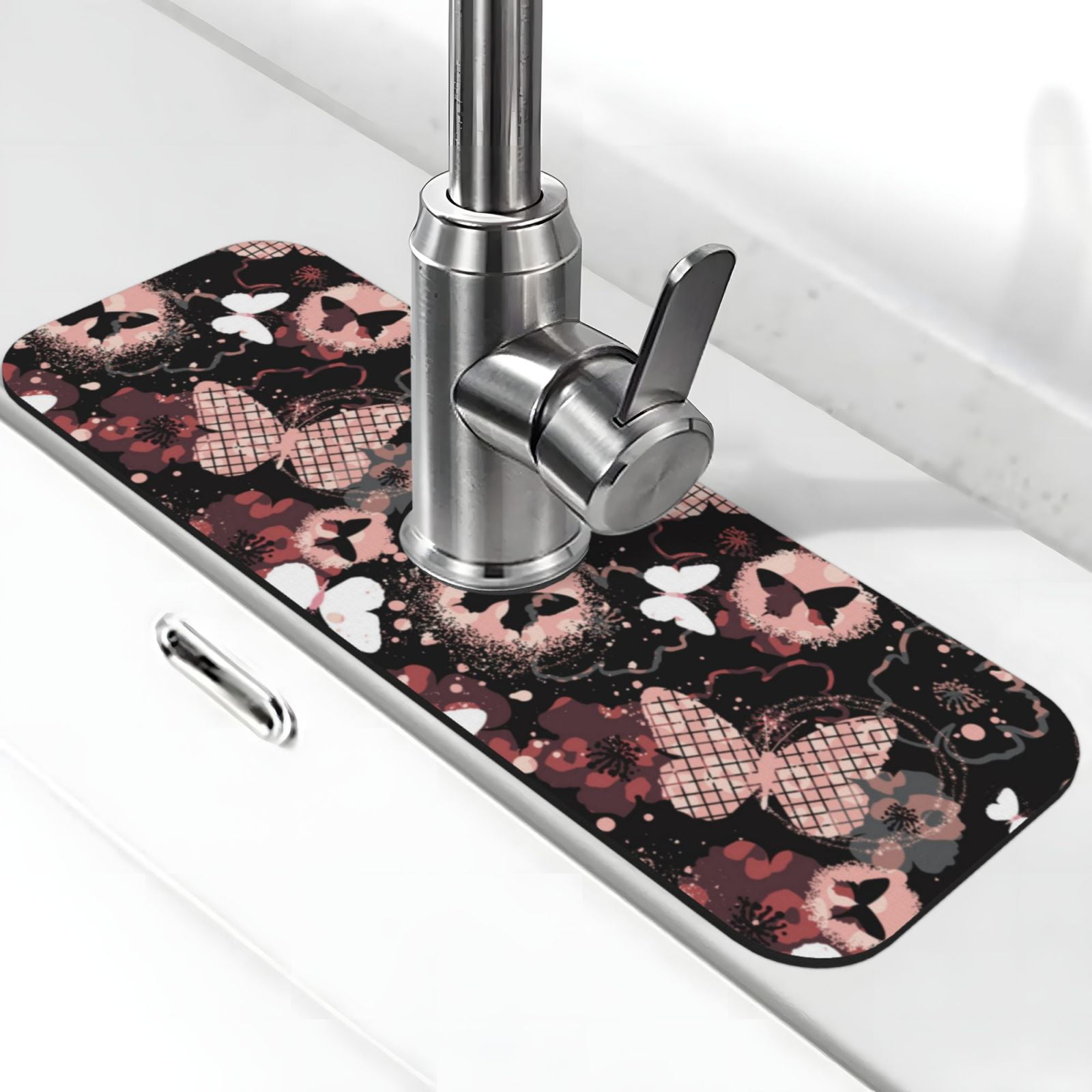 Faucet Mat for Kitchen Sink, Butterfly Cute Absorbent Fast Drying ...