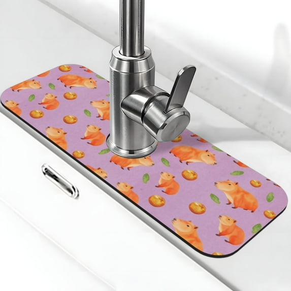 Faucet Mat for Kitchen Sink - Capybara Purple Fast Drying Absorbent ...