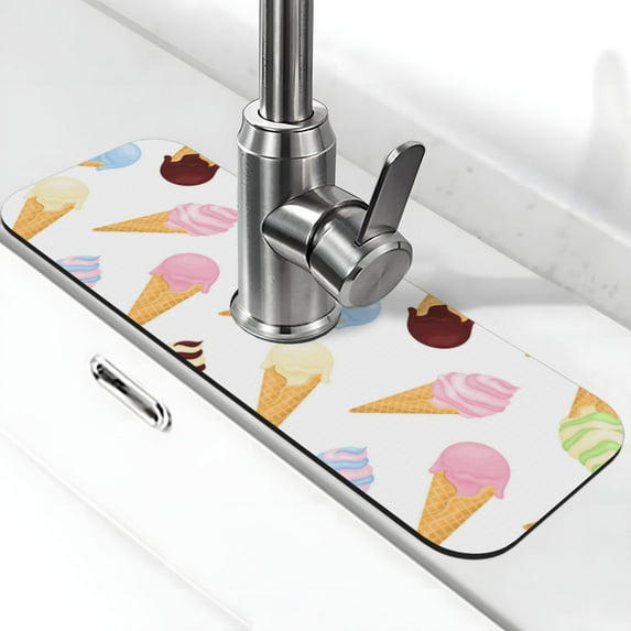 Faucet Mat for Kitchen Sink - Cartoon Colourful Ice Cream Fast Drying ...