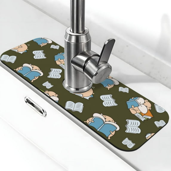 Faucet Mat for Kitchen Sink - Cartoon Cute Hamster Reading Fast Drying ...