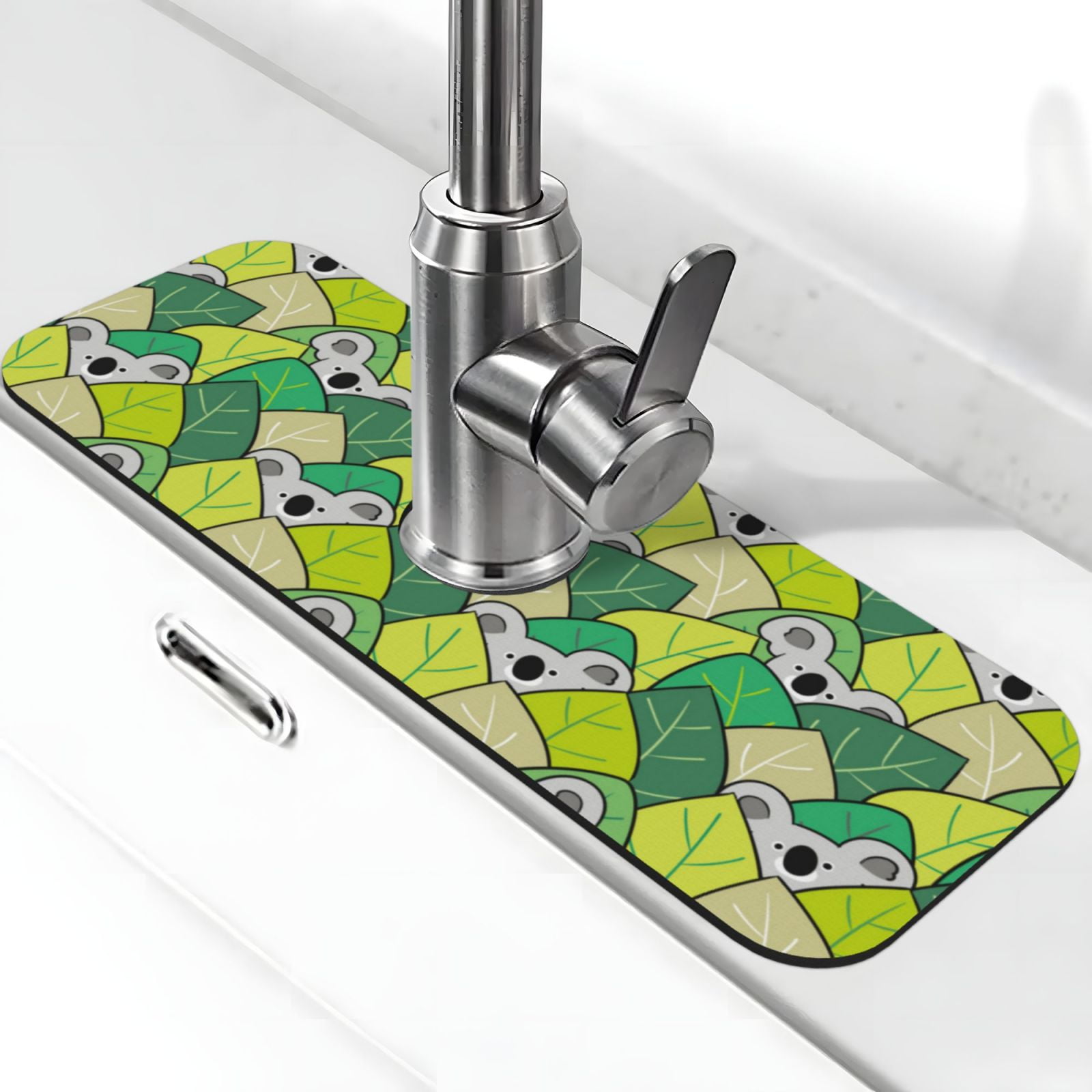 Faucet Mat for Kitchen Sink - Cartoon Koala Bear and Leaf Fast Drying ...