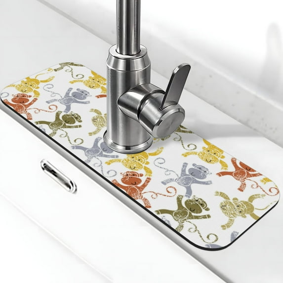 Faucet Mat for Kitchen Sink - Cartoon Monkey Fast Drying Absorbent ...