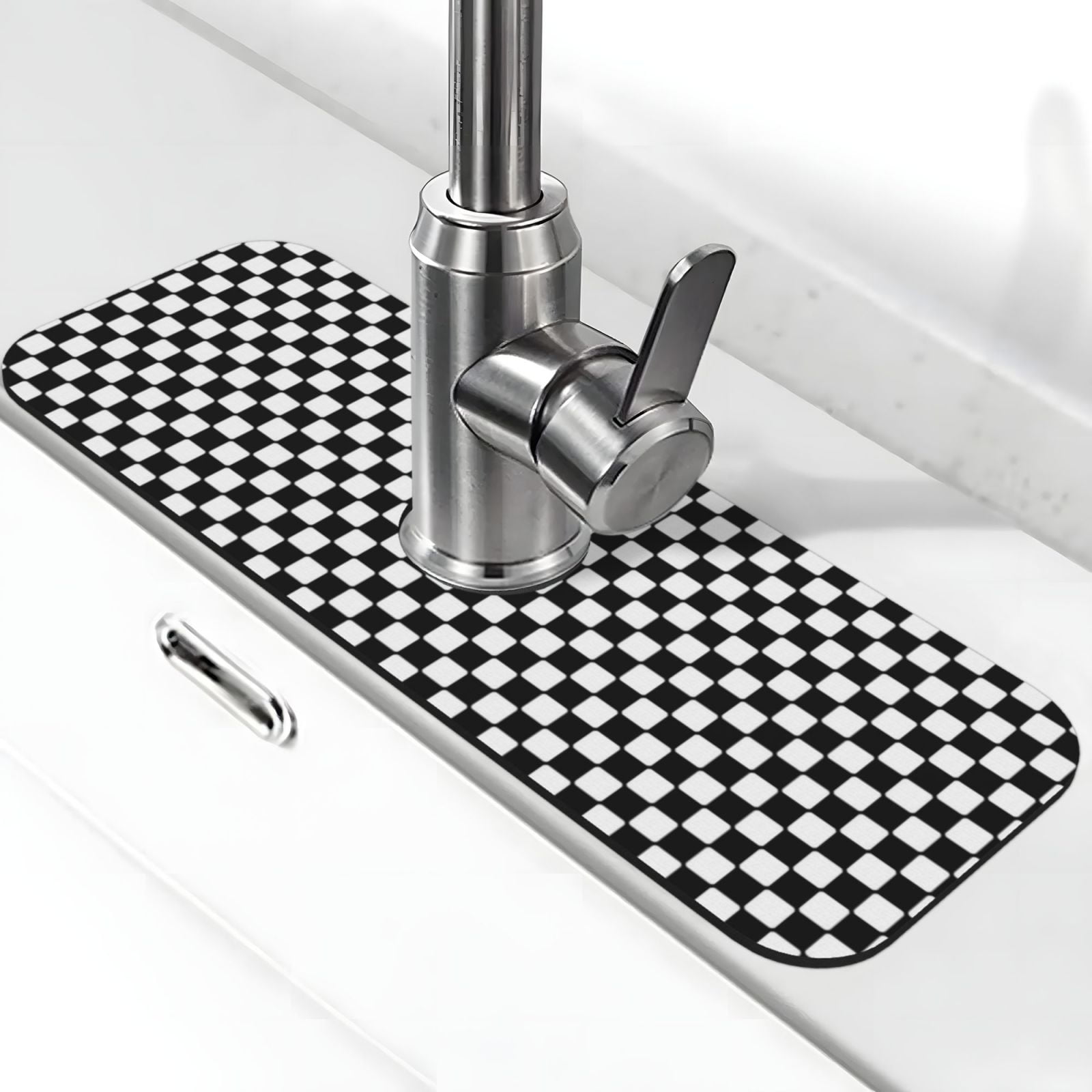 Faucet Mat for Kitchen Sink - Chess chessboard pattern Fast Drying ...