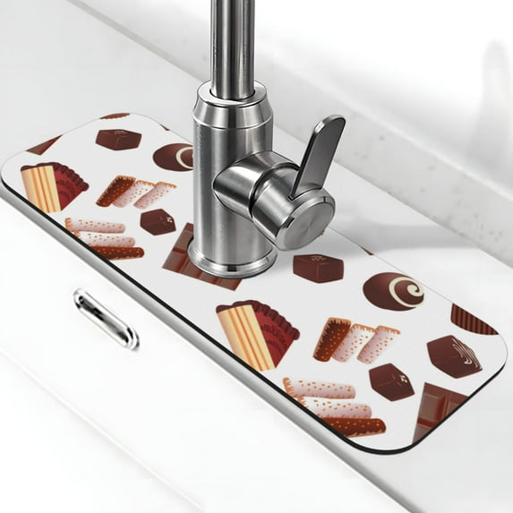 Faucet Mat for Kitchen Sink - Chocolate Dessert Print Fast Drying ...