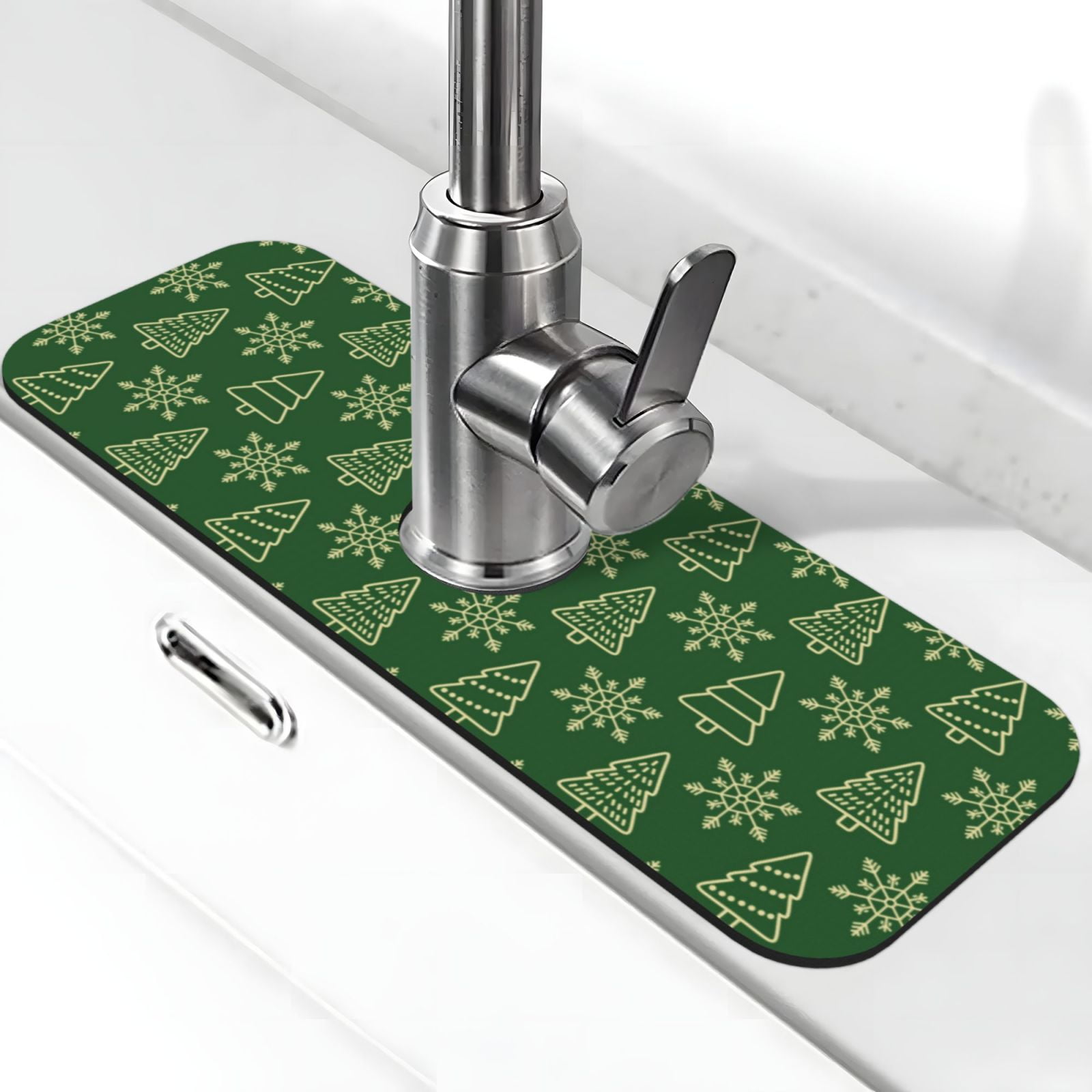 Faucet Mat for Kitchen Sink - Christmas (2) Fast Drying Absorbent ...
