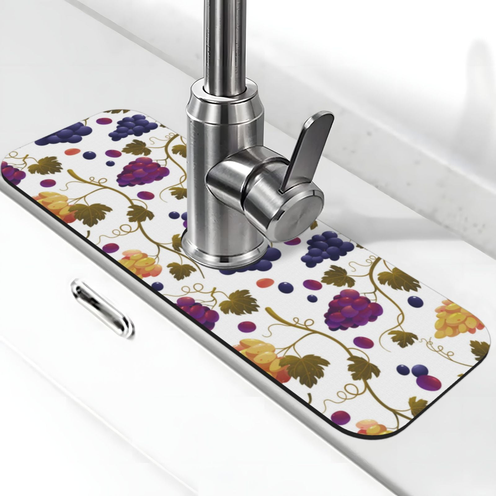Faucet Mat for Kitchen Sink, Colorful Cute Grape Cute Absorbent Fast ...