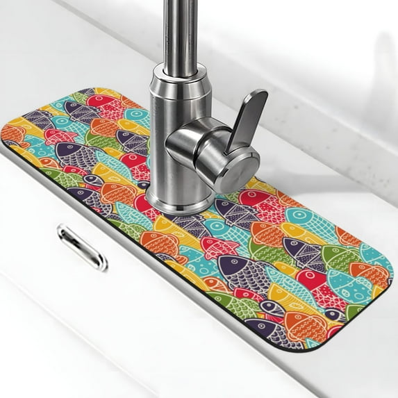 Faucet Mat for Kitchen Sink - Colorful Fish 2 Fast Drying Absorbent ...