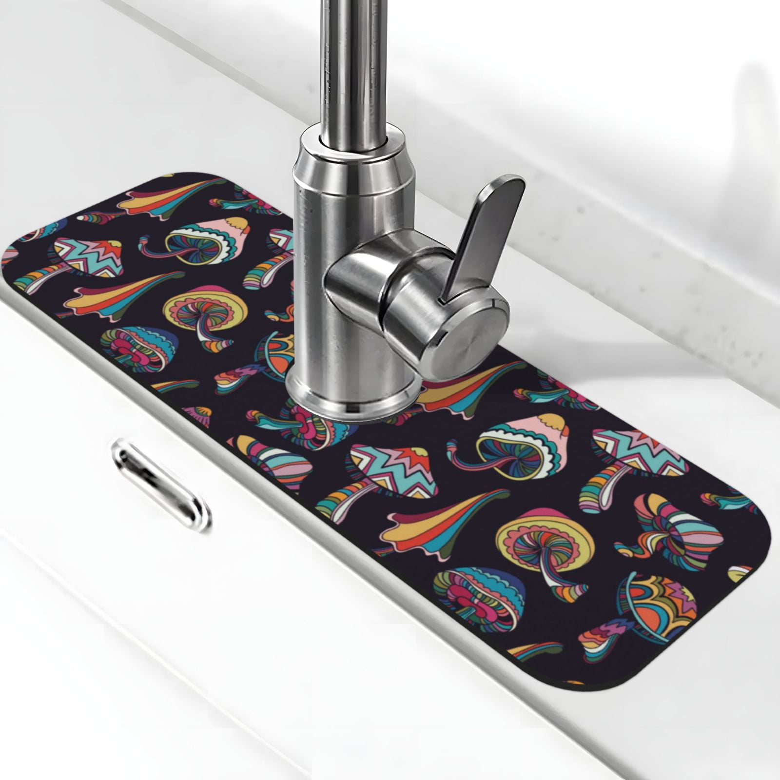 Faucet Mat for Kitchen Sink - Colorful Mushrooms (3) Fast Drying ...