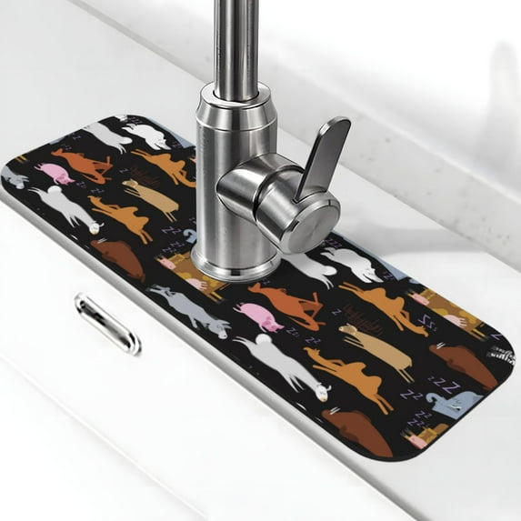 Faucet Mat for Kitchen Sink - Colorful donuts_B Fast Drying Absorbent ...