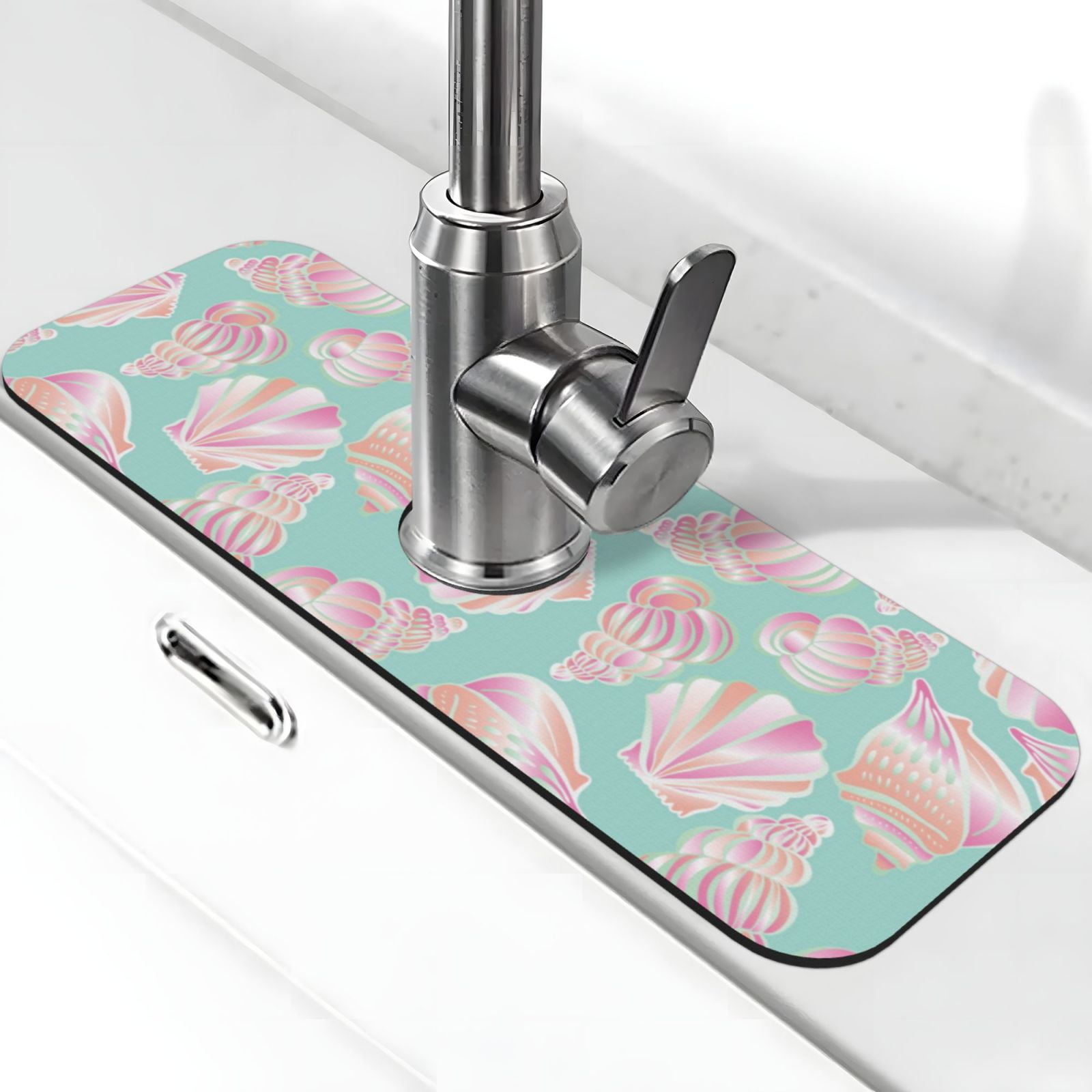 Faucet Mat for Kitchen Sink - Conch Shells Print No.9023 Fast Drying ...