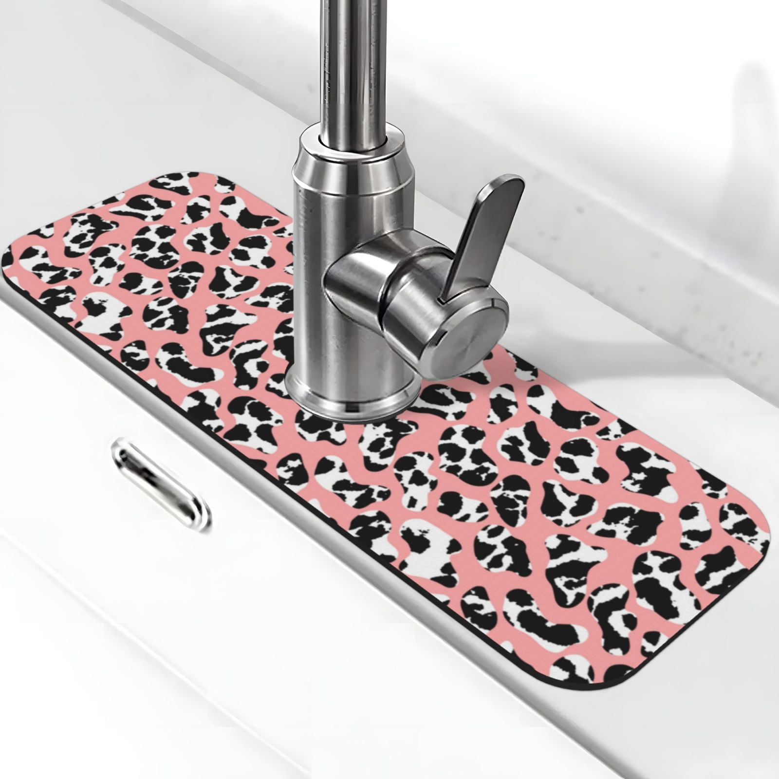 Faucet Mat for Kitchen Sink - Cow Animal Skin Fast Drying Absorbent ...