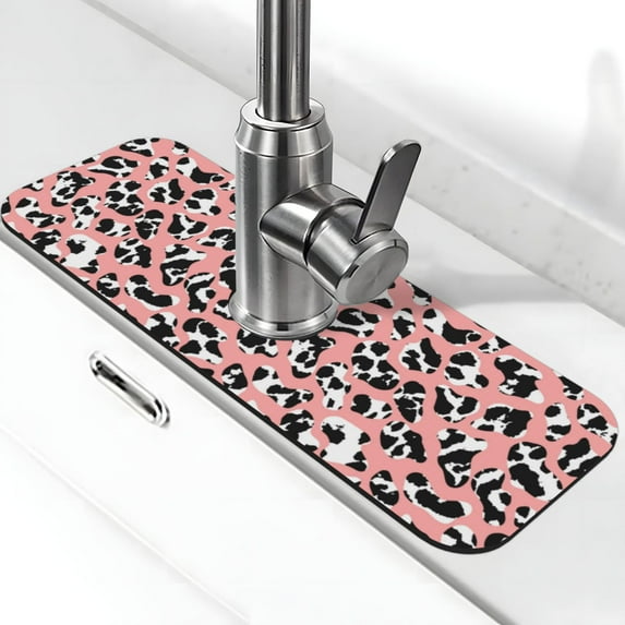 Faucet Mat for Kitchen Sink - Cow Animal Skin Fast Drying Absorbent ...