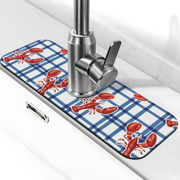 Faucet Mat for Kitchen Sink - Crayfish Plaid Fast Drying Absorbent ...