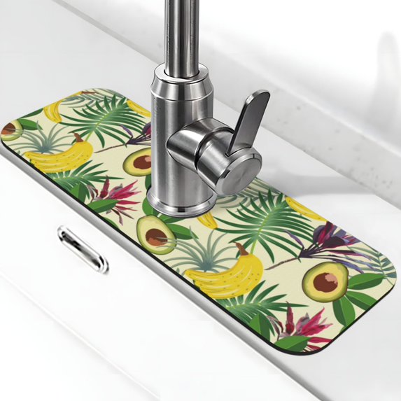 Faucet Mat for Kitchen Sink - Cute Avocado Banana Leaves Fast Drying ...