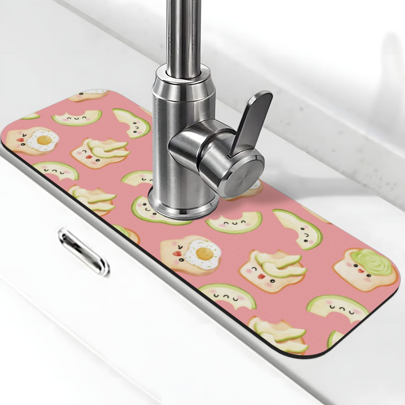 Faucet Mat for Kitchen Sink - Cute Avocado Bread Egg Fast Drying ...