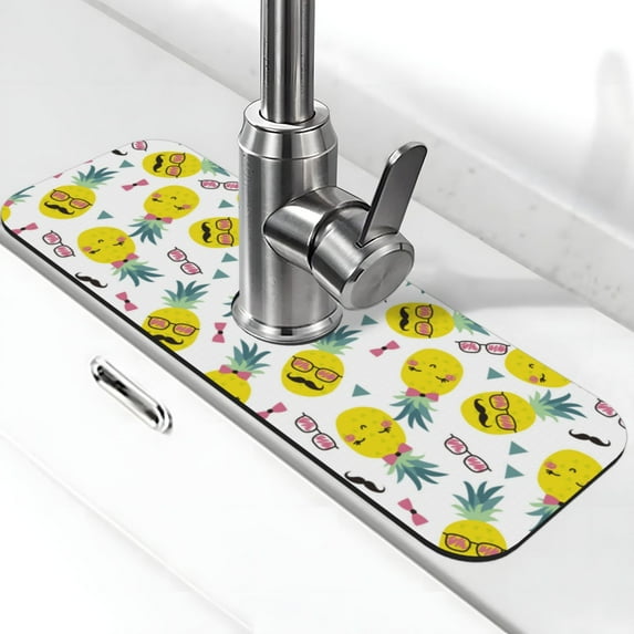 Faucet Mat for Kitchen Sink - Cute Bow Tie Pineapple Fast Drying ...