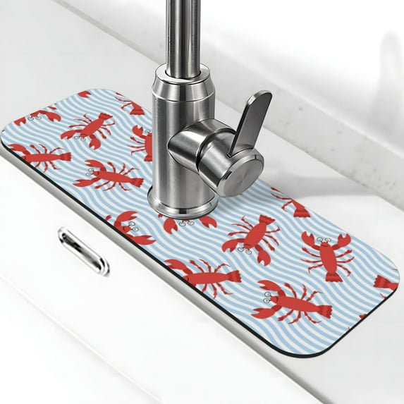 Faucet Mat for Kitchen Sink - Cute Cartoon Lobster Fast Drying ...