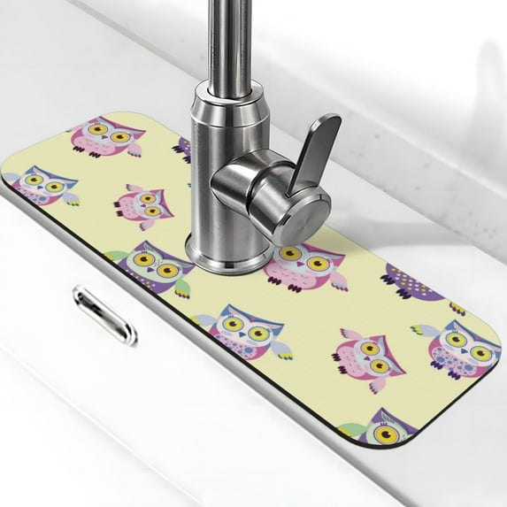 Faucet Mat for Kitchen Sink - Cute Cartoon Owls Fast Drying Absorbent ...
