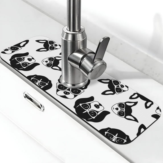 Faucet Mat for Kitchen Sink - Cute Dog Puppy black Fast Drying ...