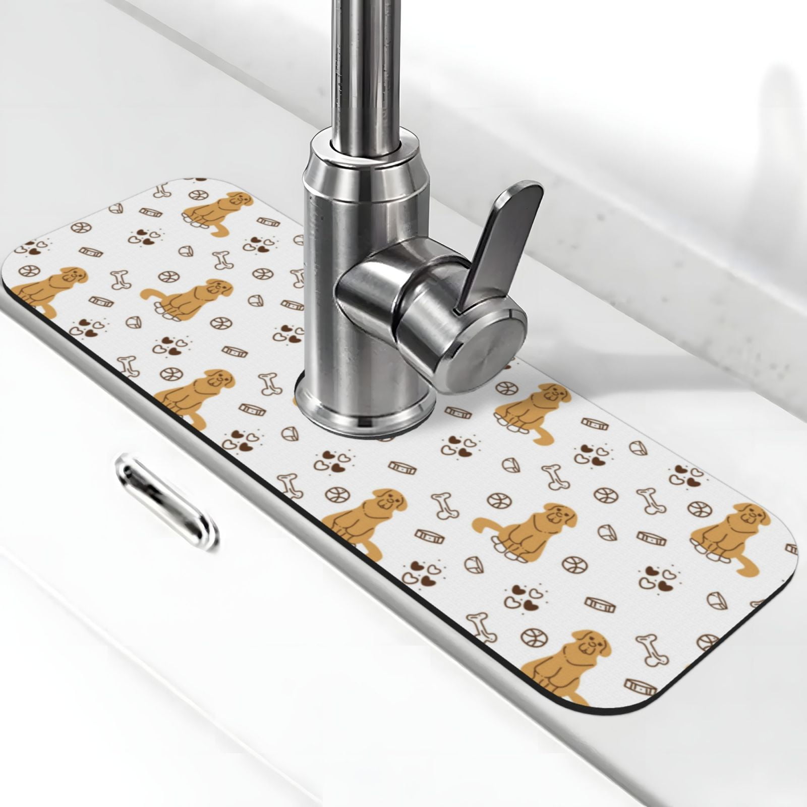Faucet Mat for Kitchen Sink - Cute Dog ball Puppy Fast Drying Absorbent ...
