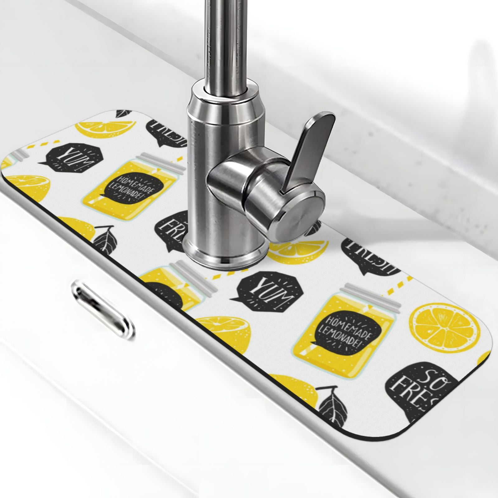 Faucet Mat for Kitchen Sink - Cute Lemon Juice Absorbent Fast Drying ...