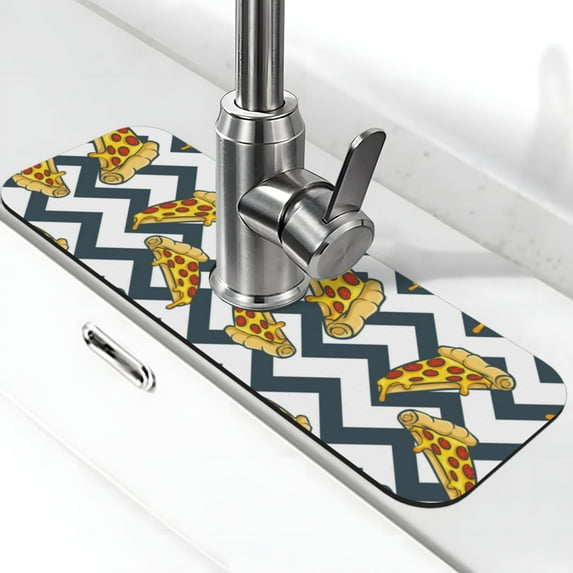 Faucet Mat for Kitchen Sink - Cute Pizza Wavy Lines Fast Drying ...
