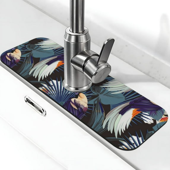 Faucet Mat for Kitchen Sink - Cute Sharp Billed Bird Plant Fast Drying ...