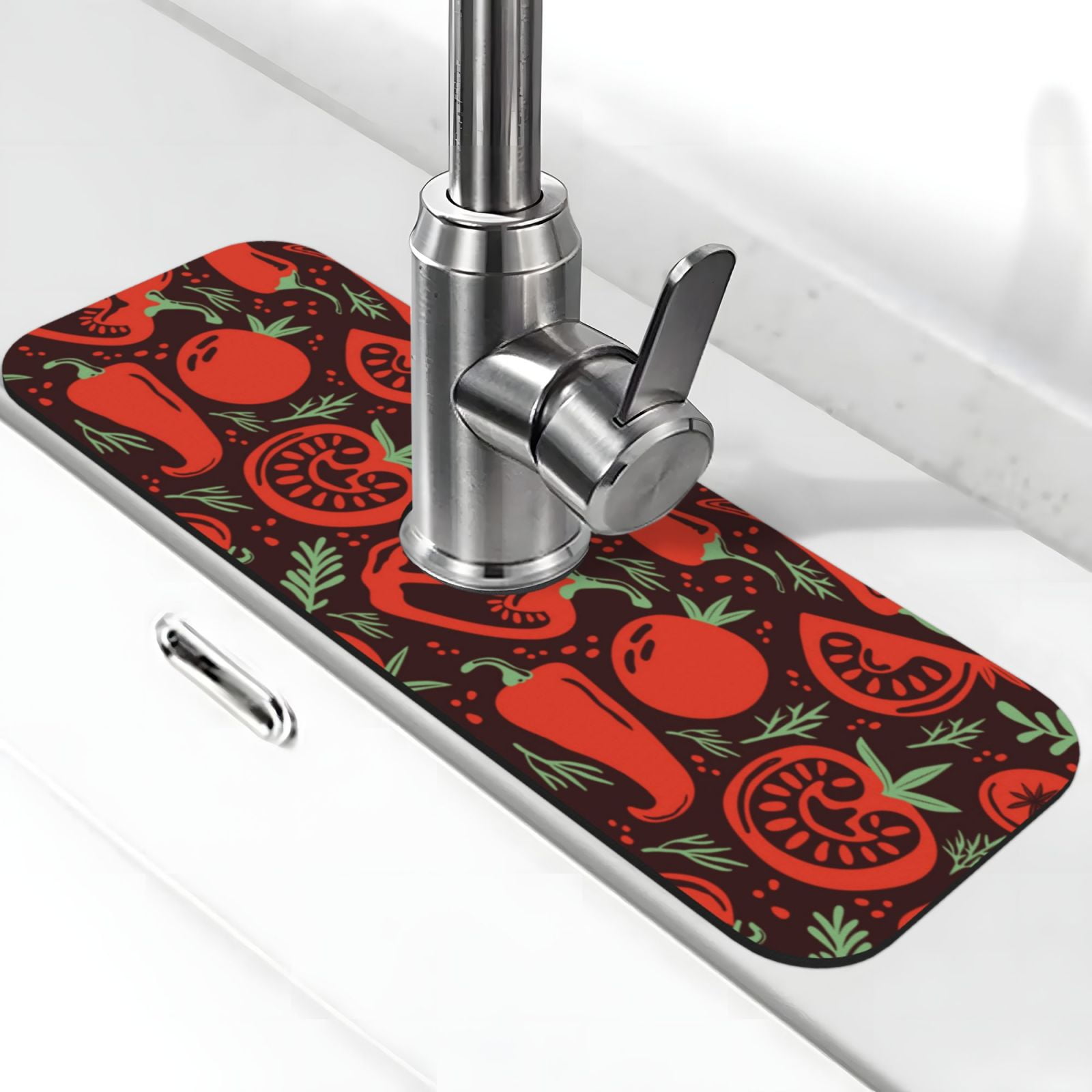 Faucet Mat for Kitchen Sink - Cute Vegetable Tomato Fast Drying ...