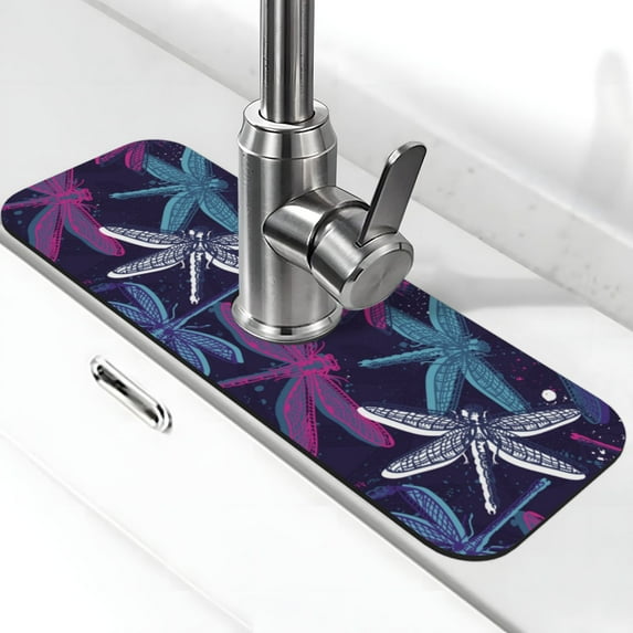 Faucet Mat for Kitchen Sink - Dark Dragonfly Fast Drying Absorbent ...