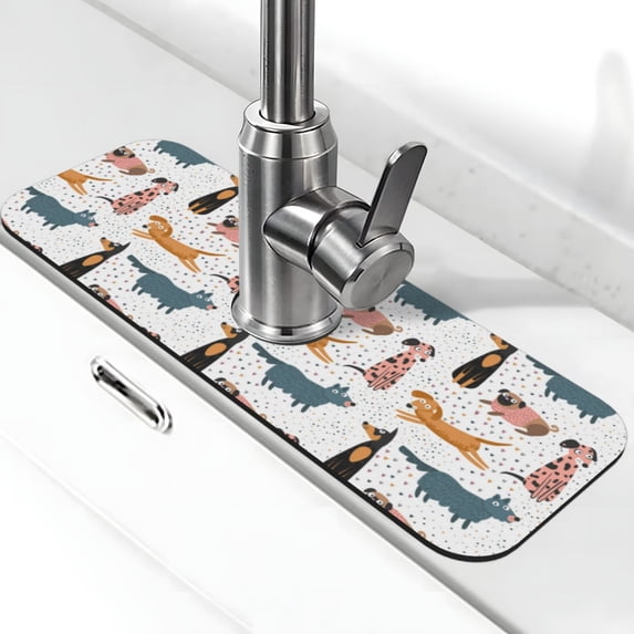 Faucet Mat for Kitchen Sink - Dogs Pug Fast Drying Absorbent Kitchen ...