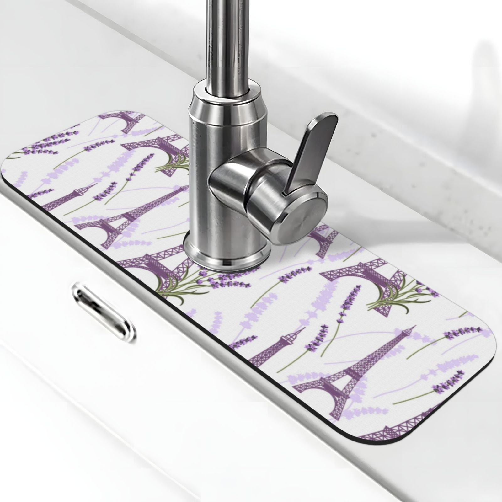 Faucet Mat for Kitchen Sink - Eiffel Towers purple Fast Drying ...