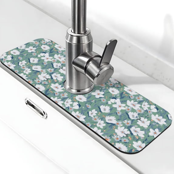 Faucet Mat for Kitchen Sink - Floral Fast Drying Absorbent Kitchen Sink ...