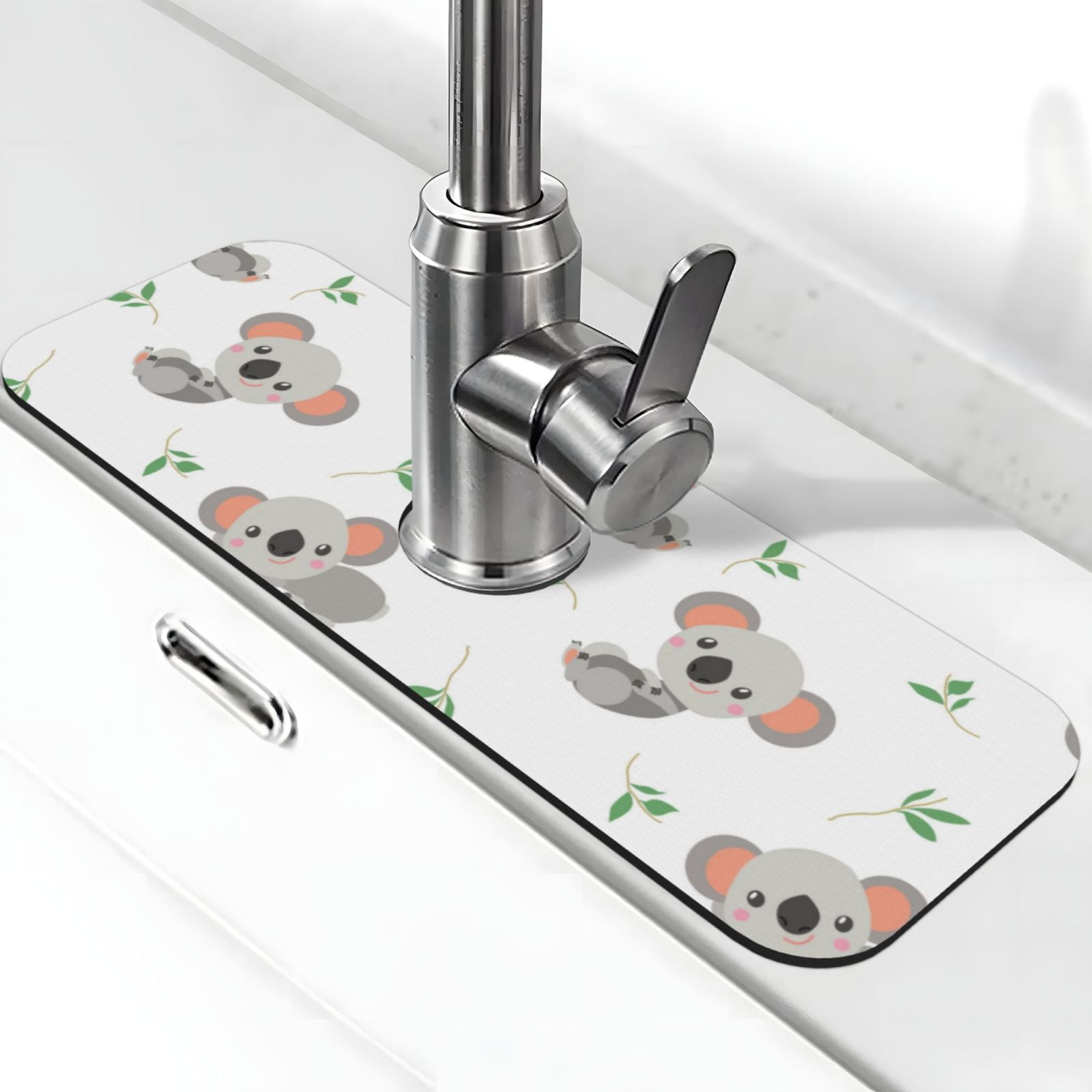 Faucet Mat for Kitchen Sink - Gray White Koala Print Absorbent Fast ...