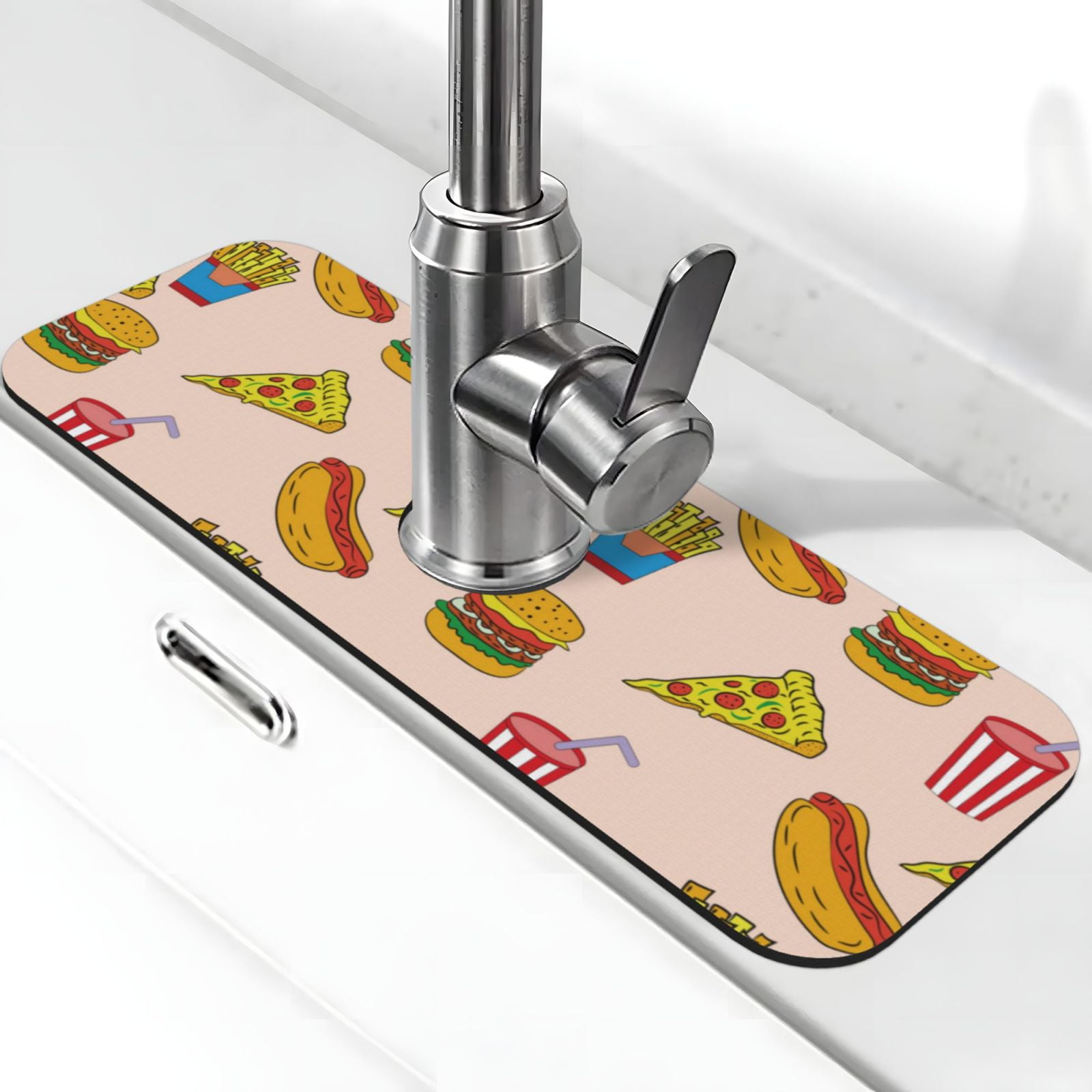 Faucet Mat for Kitchen Sink - Hamburger Pizza Coke Fast Drying ...