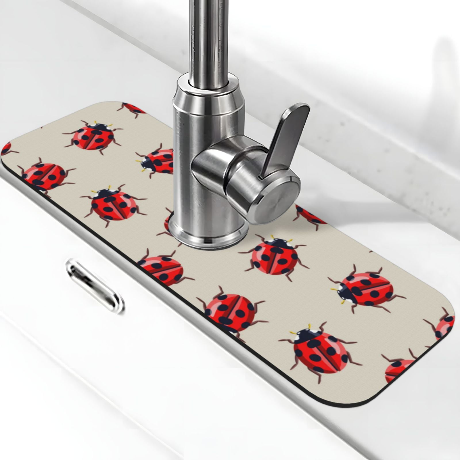 Faucet Mat for Kitchen Sink, Ladybug print Cute Absorbent Fast Drying ...