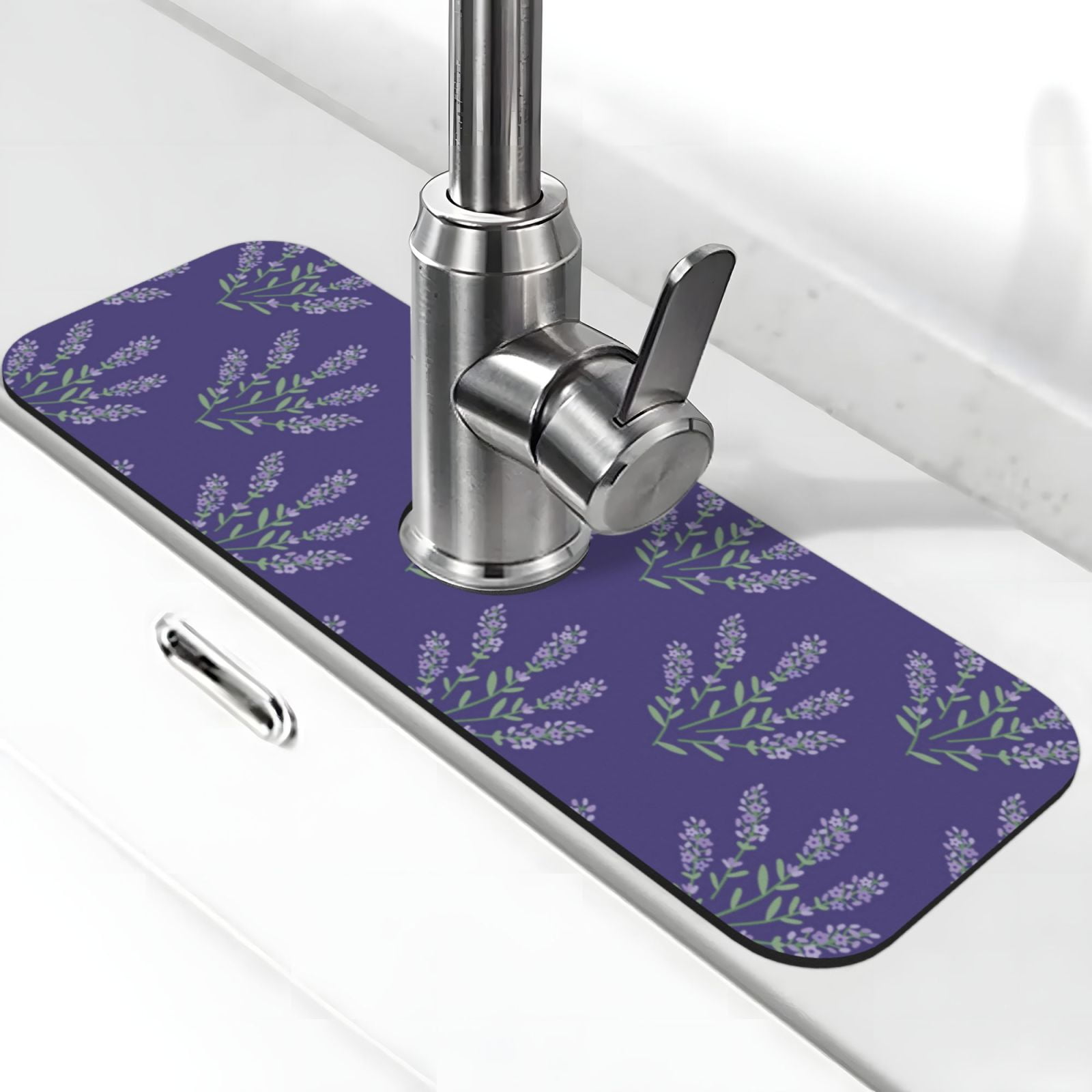 Faucet Mat for Kitchen Sink - Lavender Flowers Bouquet Fast Drying ...