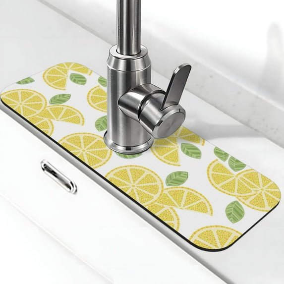 Faucet Mat for Kitchen Sink - Lemon slices Fast Drying Absorbent ...