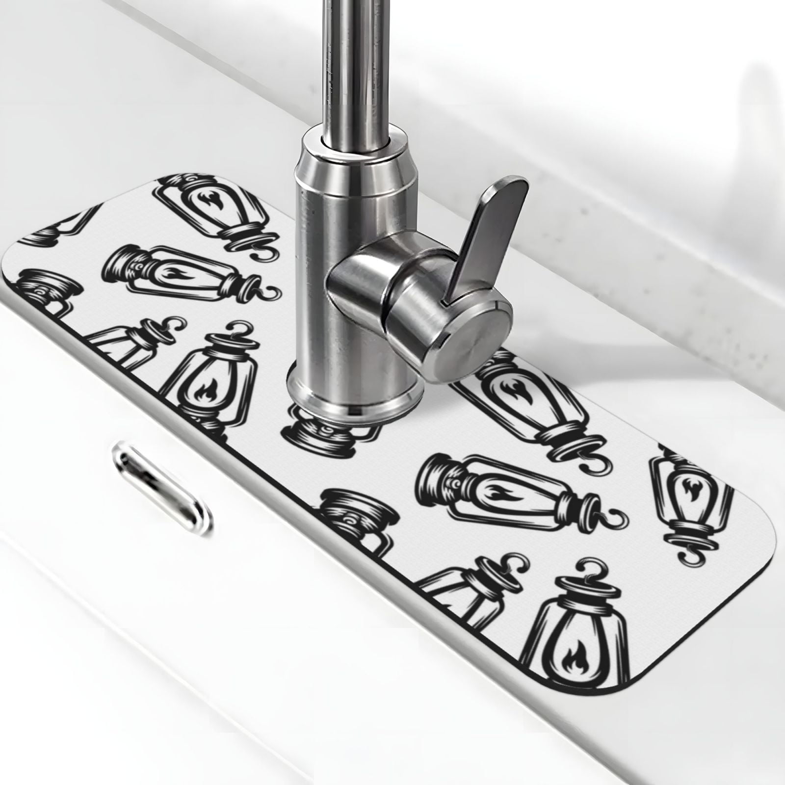 Faucet Mat for Kitchen Sink - Light Bulb vintage black Fast Drying ...